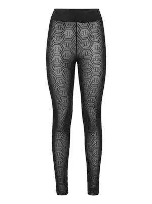 Philipp Plein Monogram Strass Leggings - ""02 Black""